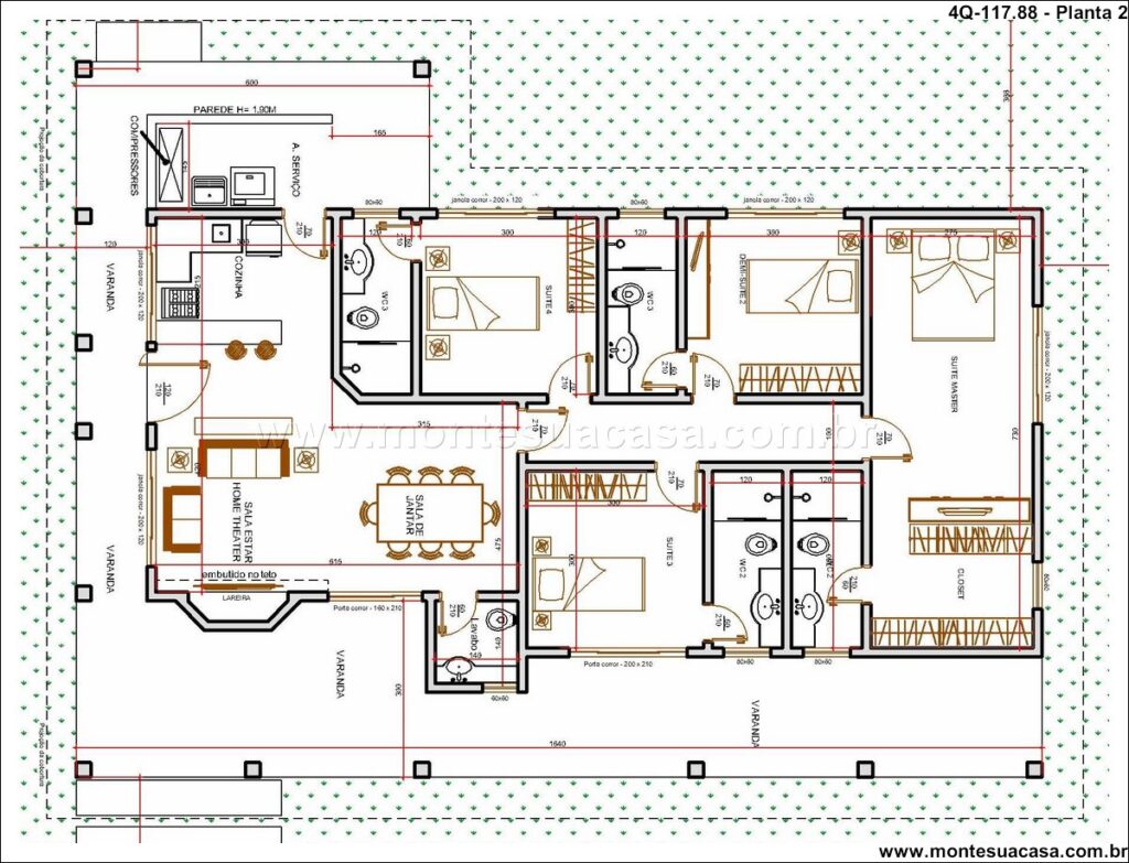 Casa com quatro quartos e espaço gourmet integrado