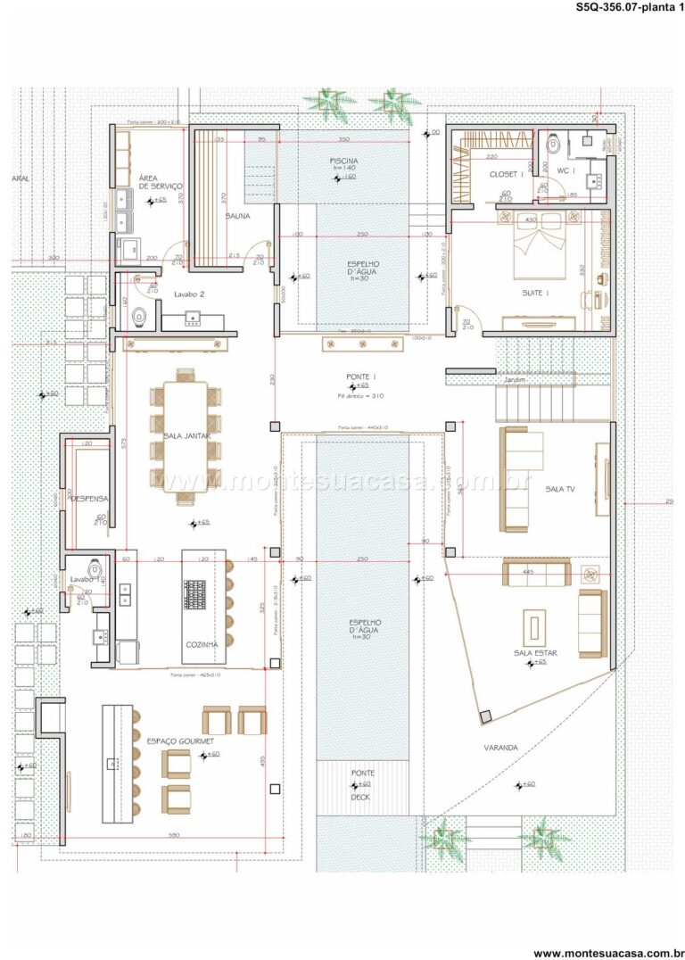 Projeto de Sobrado Contemporâneo com 5 Quartos Premium